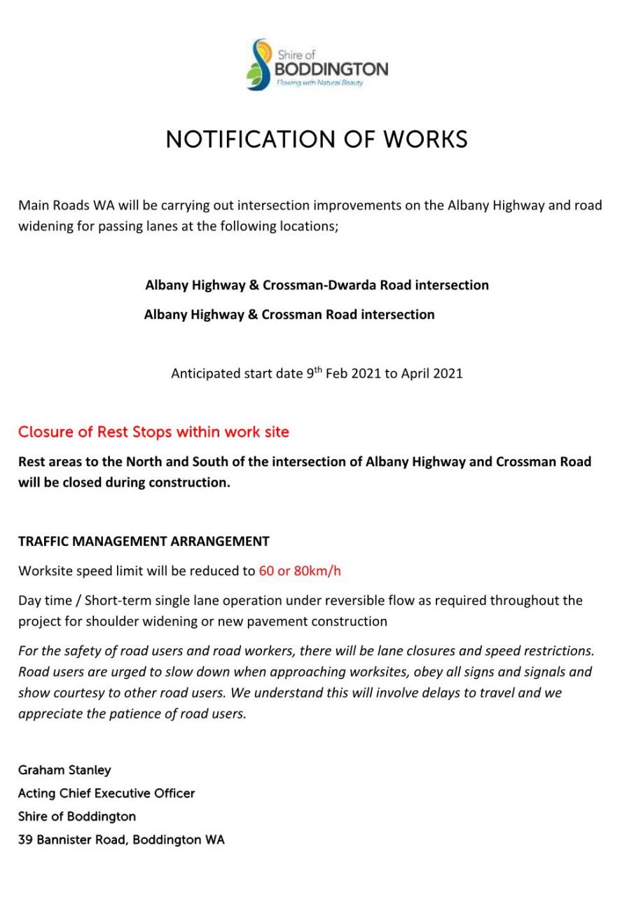 News Story - PUBLIC NOTICE - NOTIFICATION OF ROAD WORKS » Shire of ...