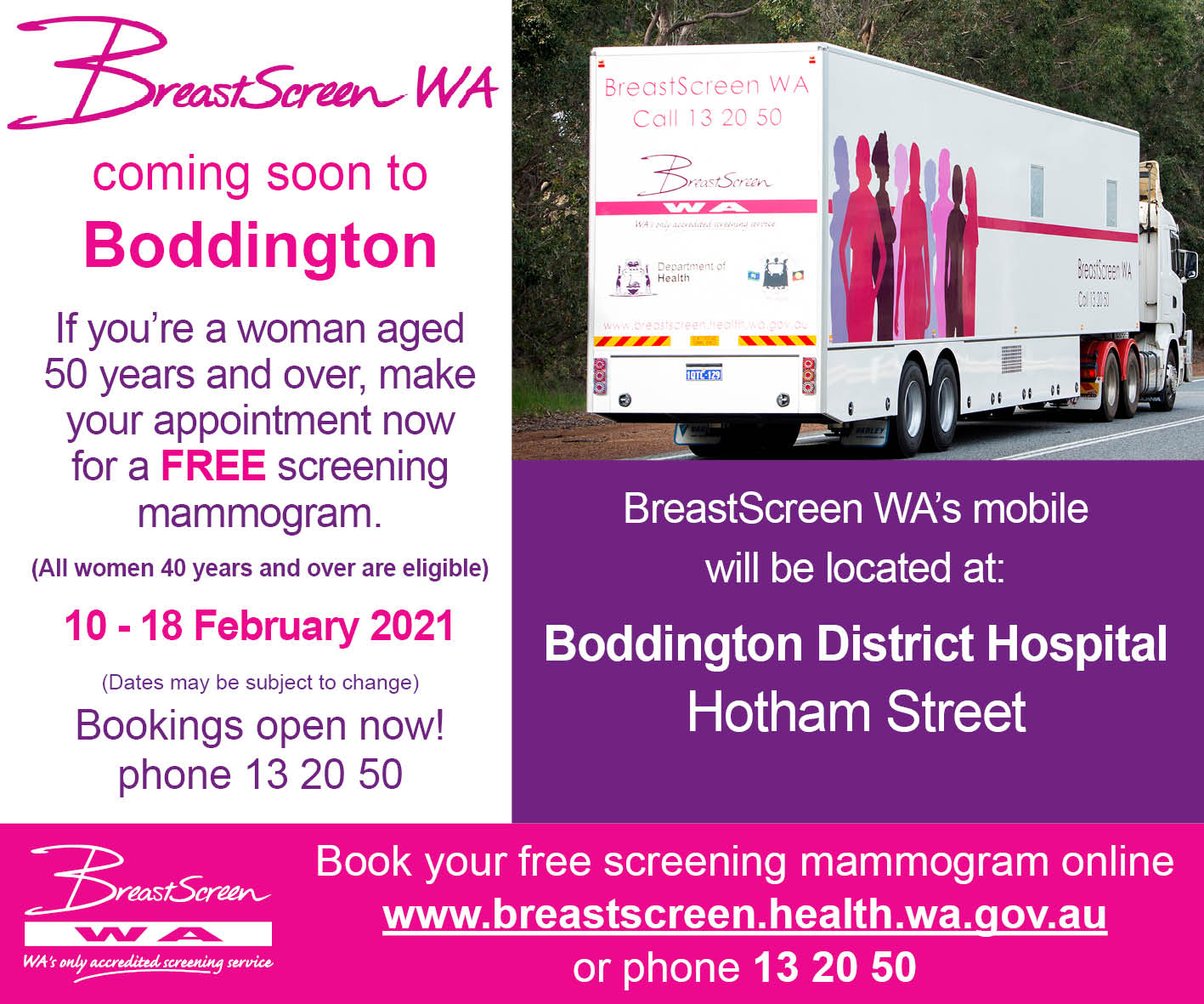News Story - BREASTSCREEN WA VISIT TO BODDINGTON » Shire of Boddington