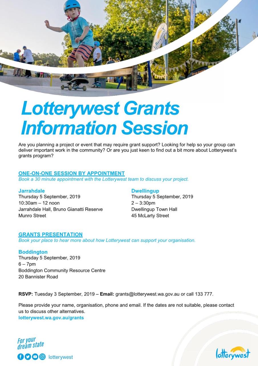 News Story - LOTTERYWEST GRANTS INFORMATION SESSION » Shire of Boddington